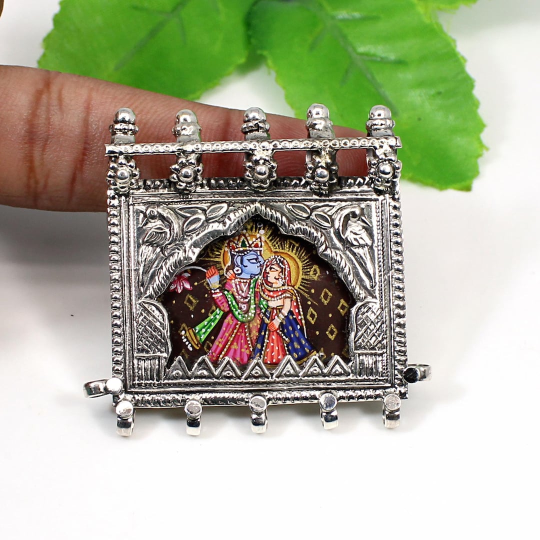 Lord Indian-radha Krishna Jewelry-love Couple Pendant-silver Designer ...