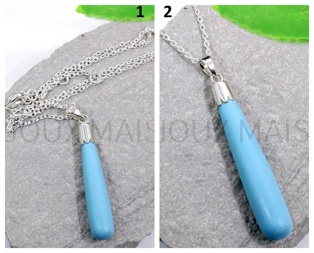 Sterling Silver Turquoise Long Pendant Necklace 925 Silver - Etsy