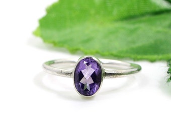 Natural Amethyst Ring Purple Stone Ring 925 Sterling Silver - Etsy