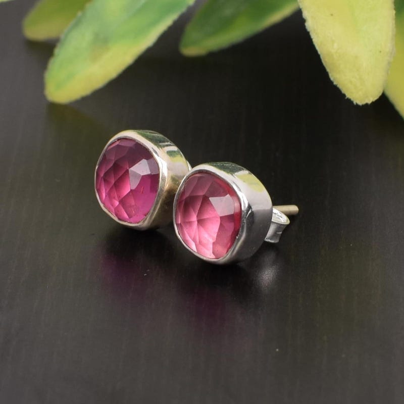 Pink Tourmaline Stud Earrings - Etsy