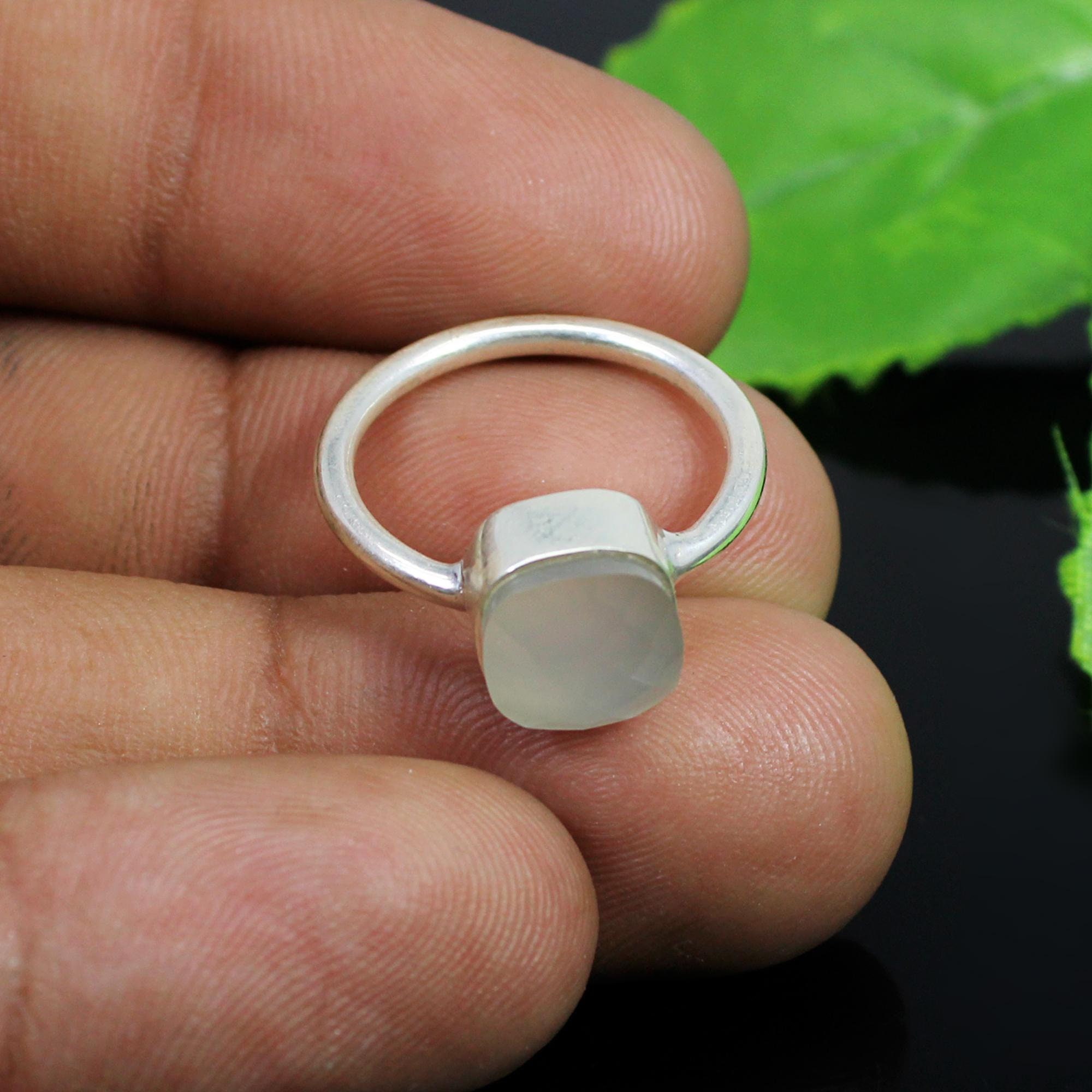 Grey Moonstone Ring Silver Gemstone Ring Moonstone Gemstone | Etsy