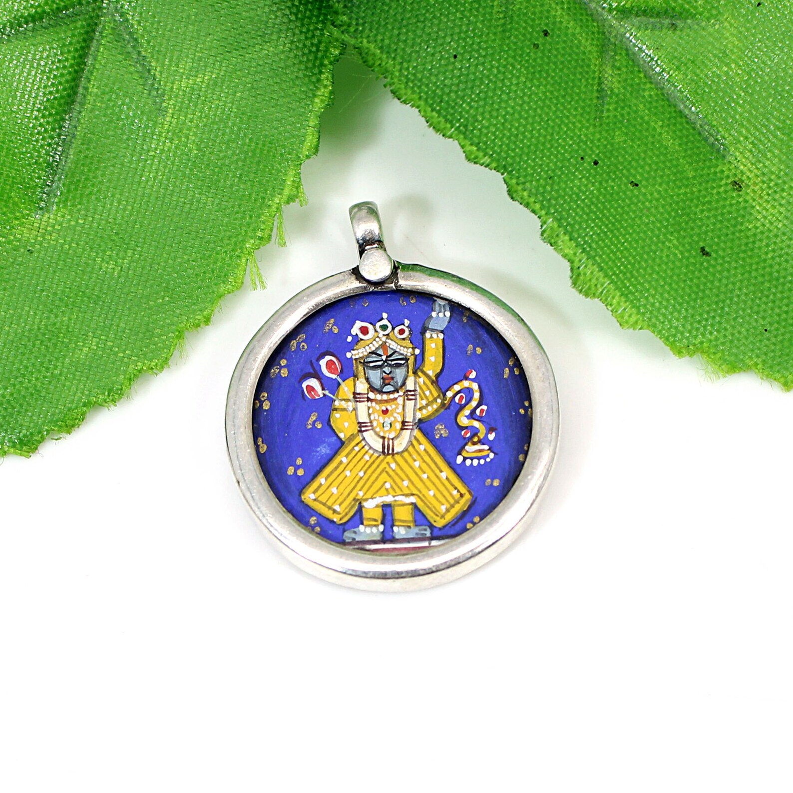 Hindu God Pendant Handmade Painting Jewelry Glass Frame | Etsy