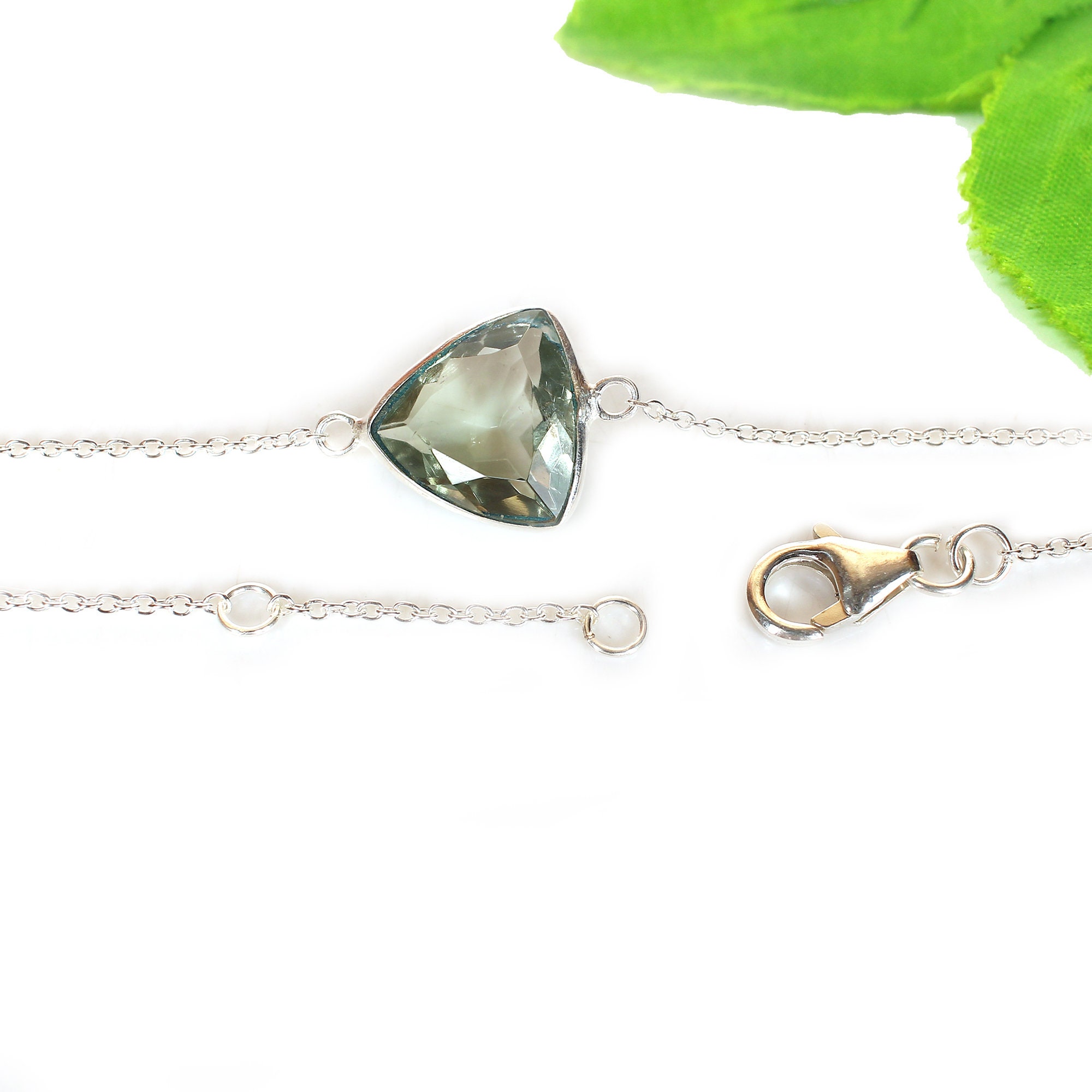 Green Amethyst Bracelet- Link Chain Bracelet-925 Sterling Silver ...