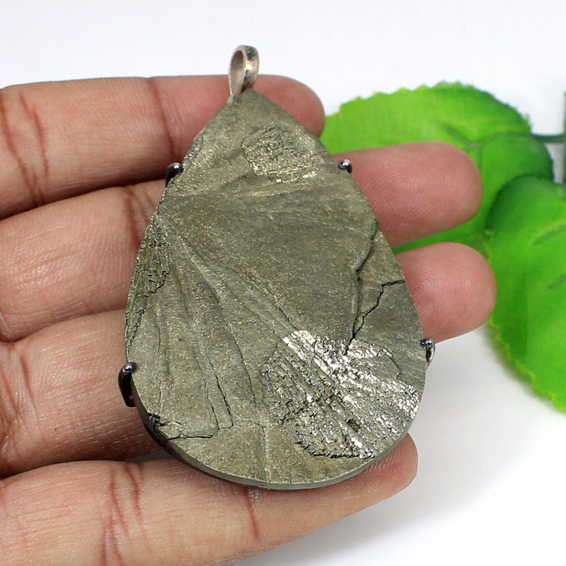 Sun Pyrite Pendant-large Stone Pendant Necklace-sterling Silver Pendant ...