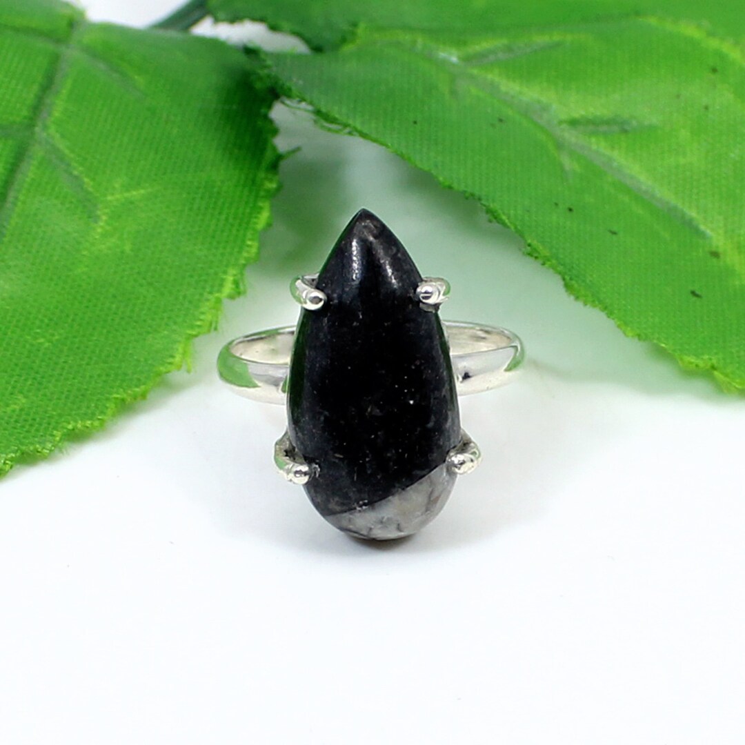 Teardrop Spectrolite Sterling Silver Ring, Handmade Gemstone Jewelry - Etsy