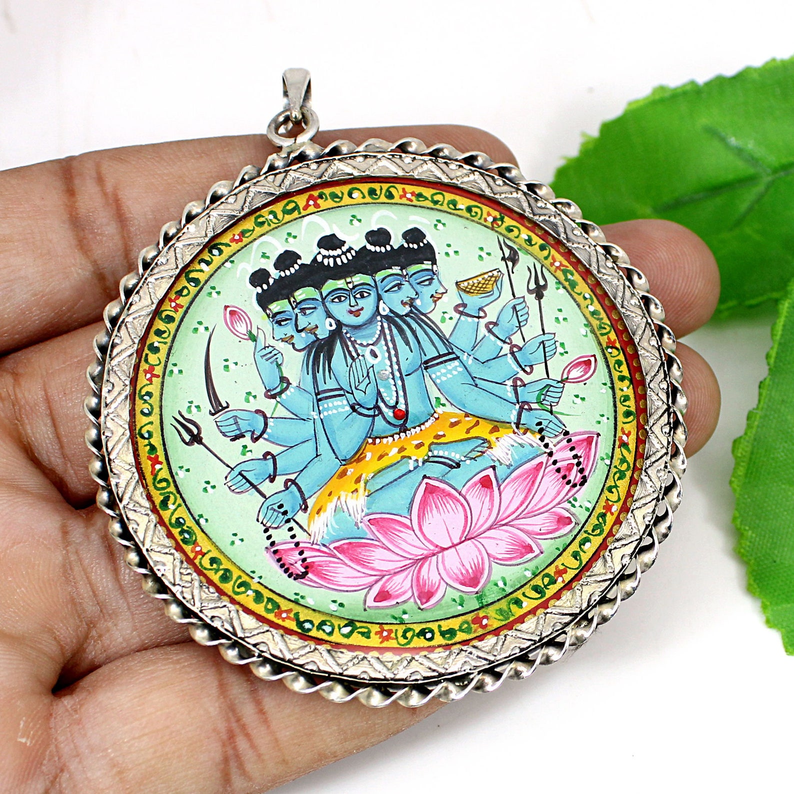 Indian God Handmade Painting Religious Art Deco Round Shape - Etsy