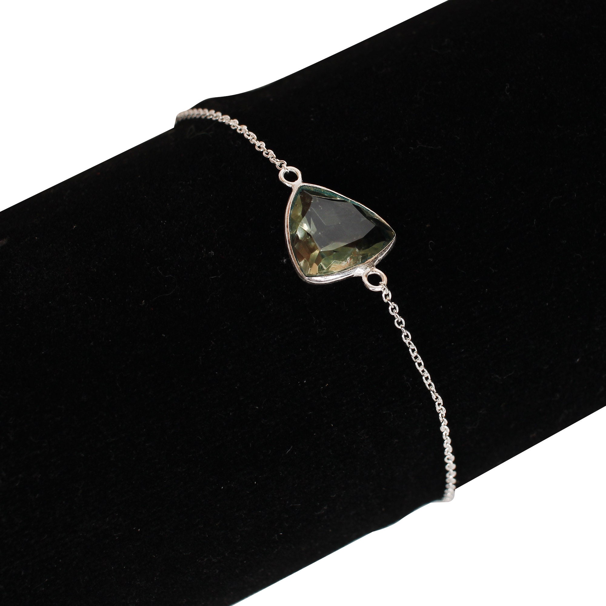 Green Amethyst Bracelet Link Chain Bracelet-925 Sterling - Etsy