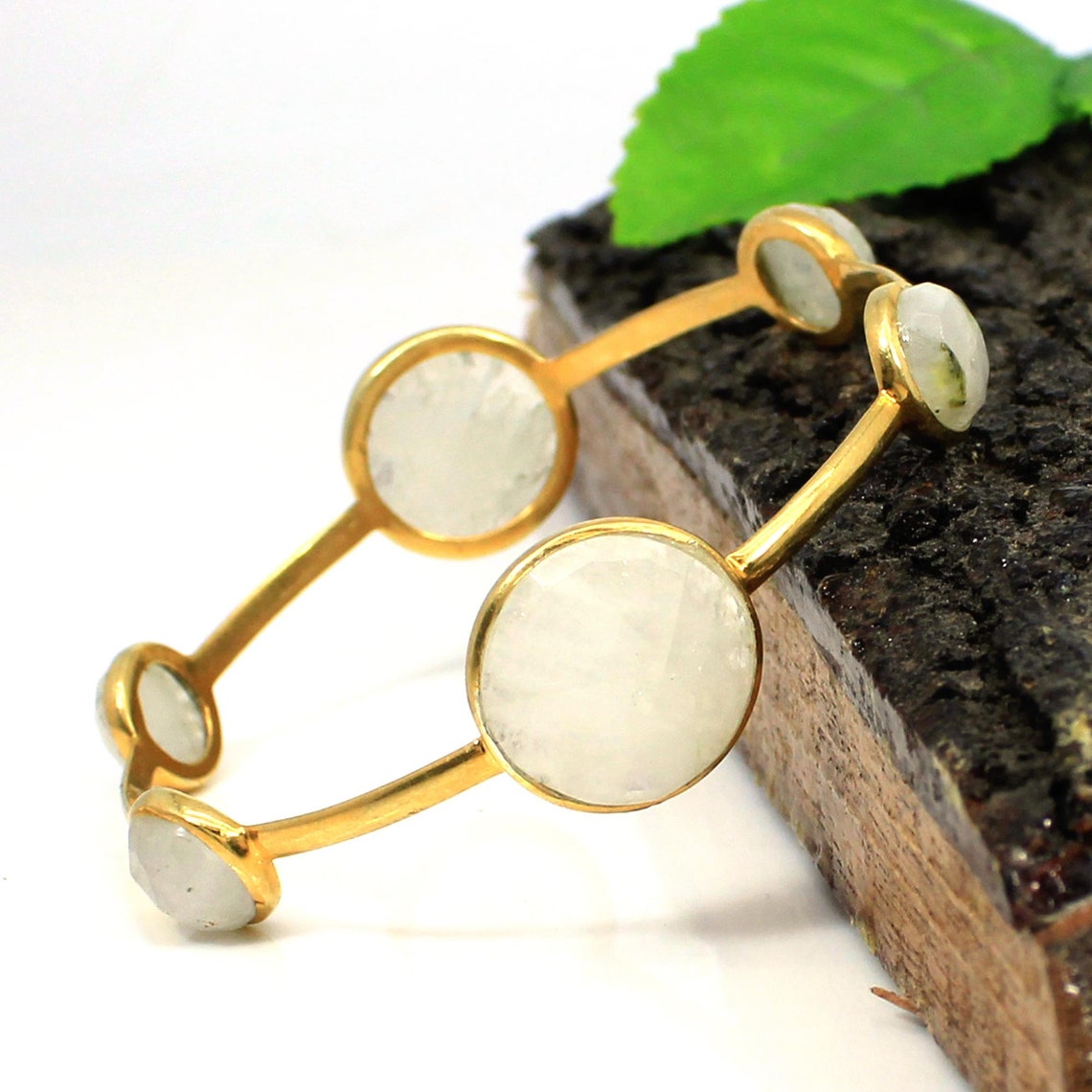 Rainbow Moonstone Bangle Moonstone Silver Bracelet Moonstone | Etsy