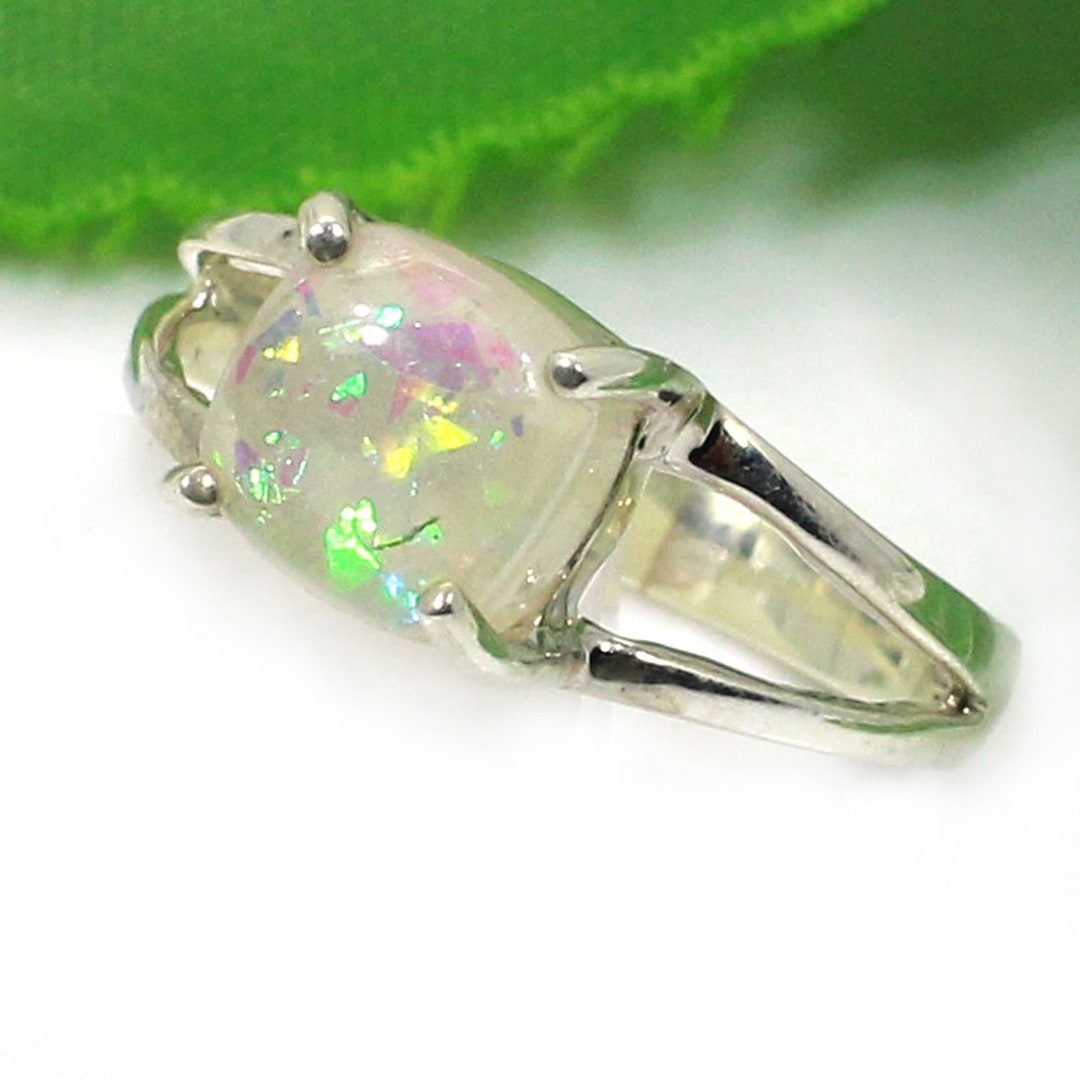 Opal Cushion Split Band Ring 925 Silver Ring 925 Split Band Gemstone ...