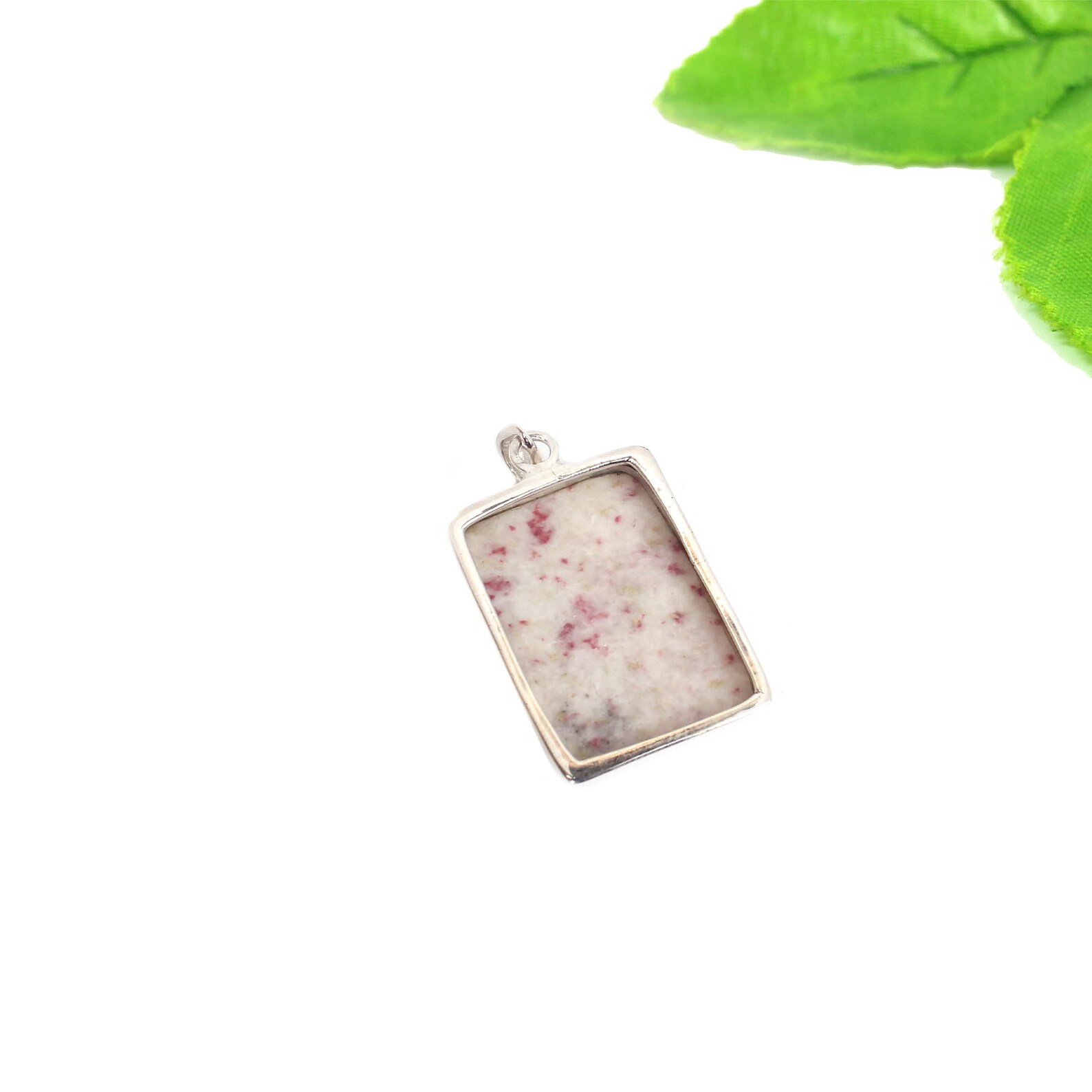 Cinnabar Gemstone Rectangle Bezel Pendant 925 Silver | Etsy