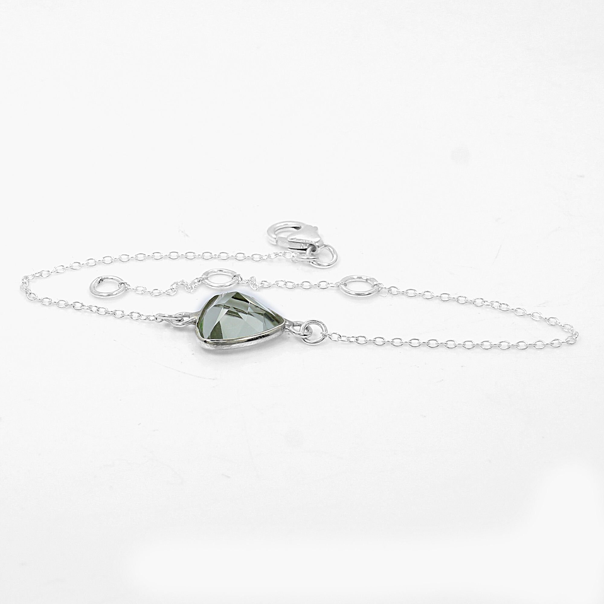Green Amethyst Bracelet- Link Chain Bracelet-925 Sterling Silver ...