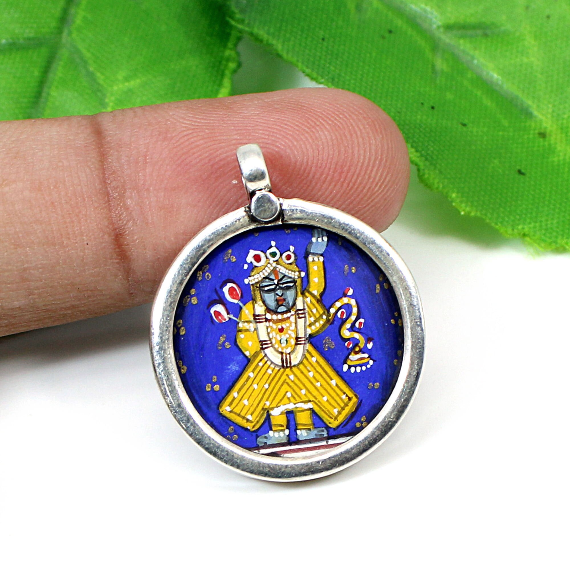 Hindu God Pendant Handmade Painting Jewelry Glass Frame | Etsy