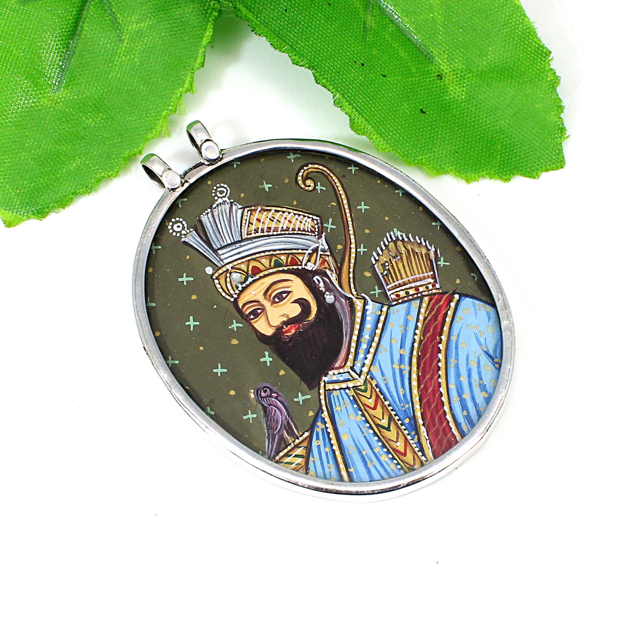 King Pendant- Hand Painted Jewelry- Rajasthani Jewelry- King Painting ...