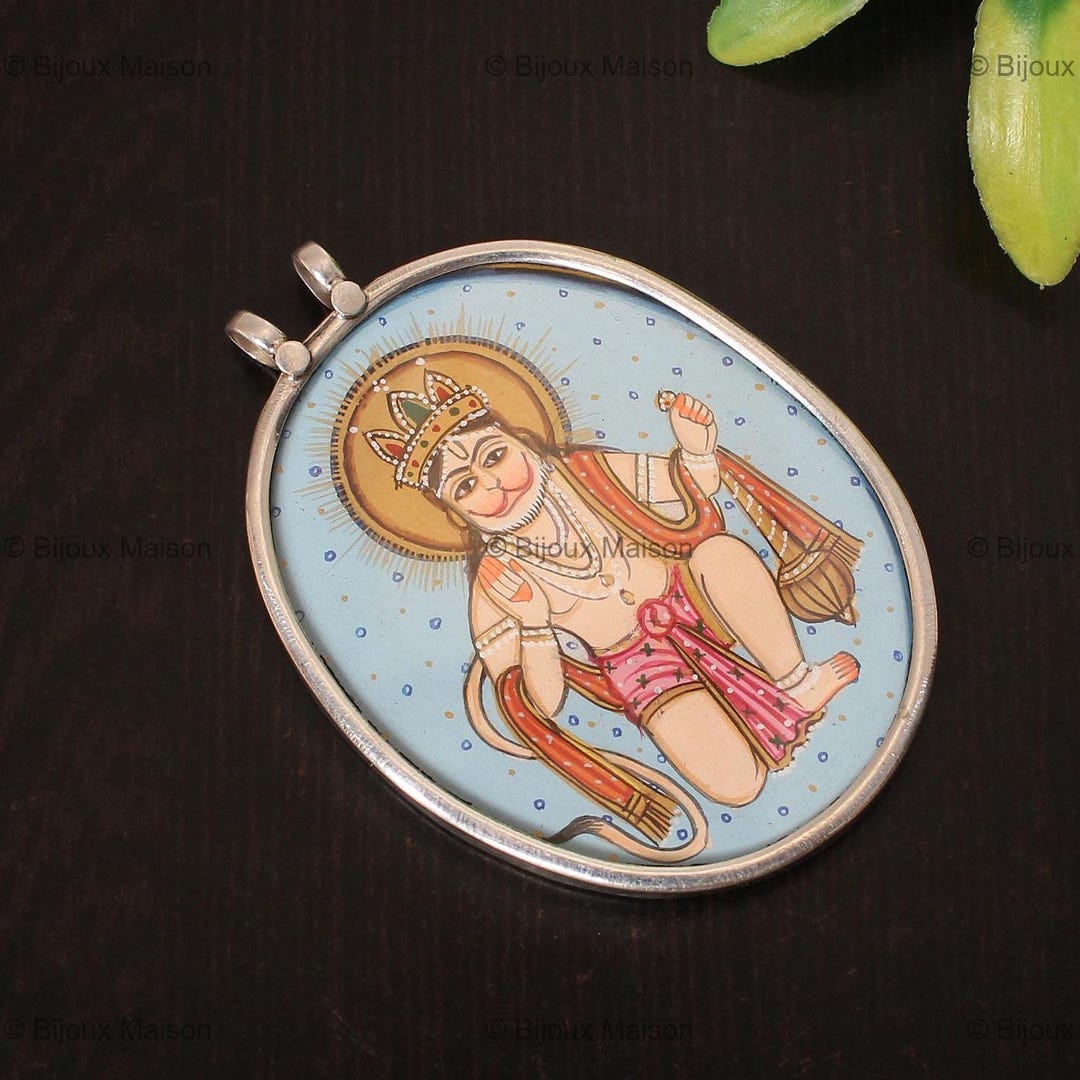 Sterling Silver Lord Hanuman Pendant: Hindu God Necklace - Etsy