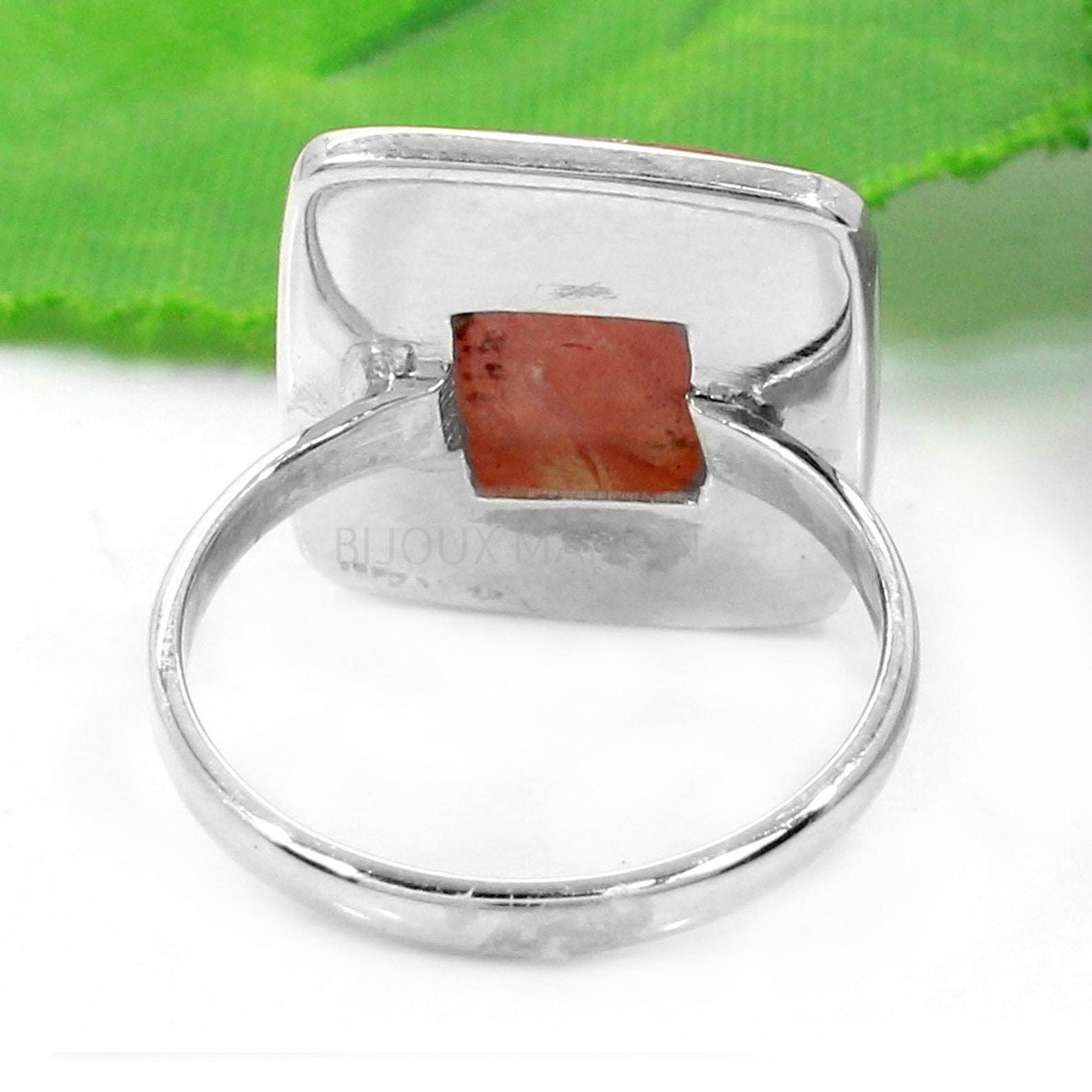 925 Silver Square Ring Ring Jewelry Fiery Rhodochrosite | Etsy