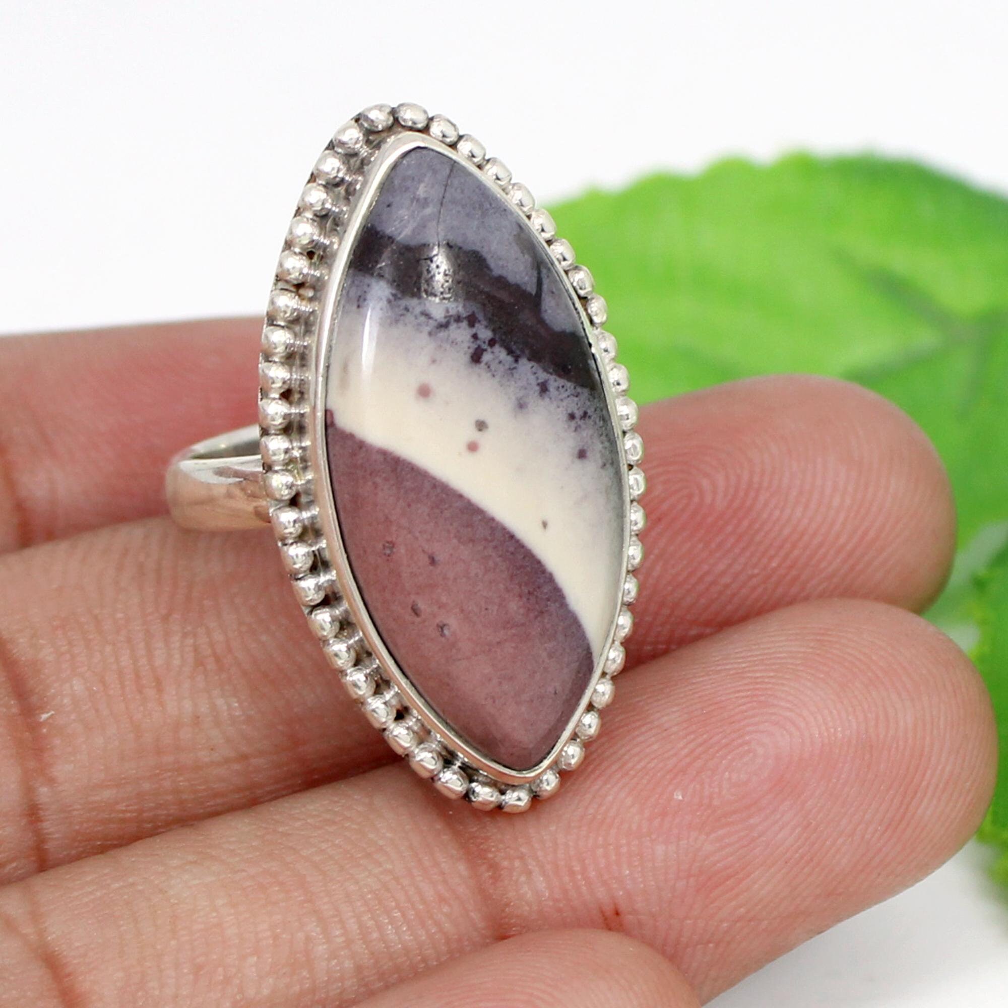 Porcelain Jasper Ring-Large Marquise Ring-Porcelain | Etsy