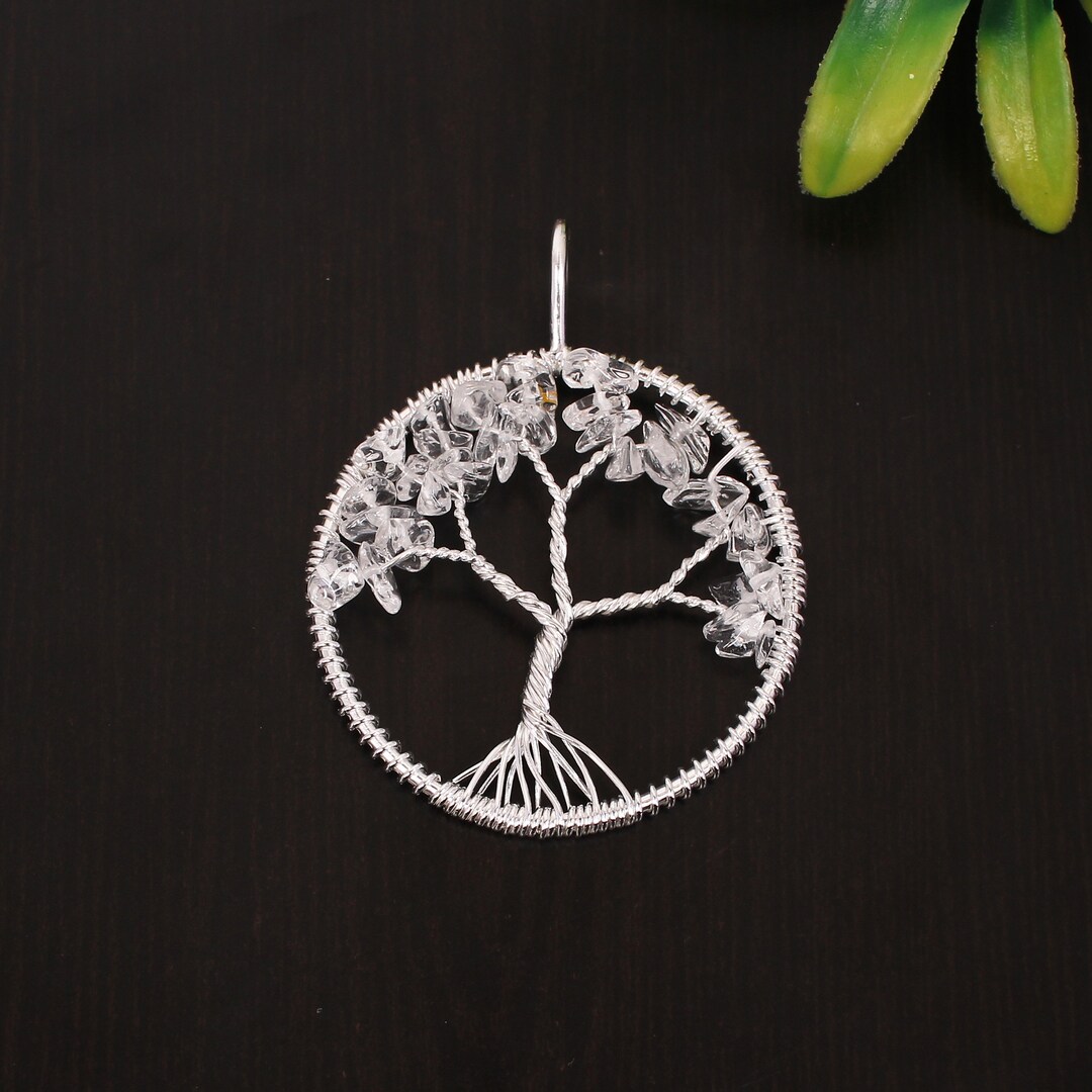 Sterling Silver Crystal Tree of Life Pendant, Handmade Gemstone ...