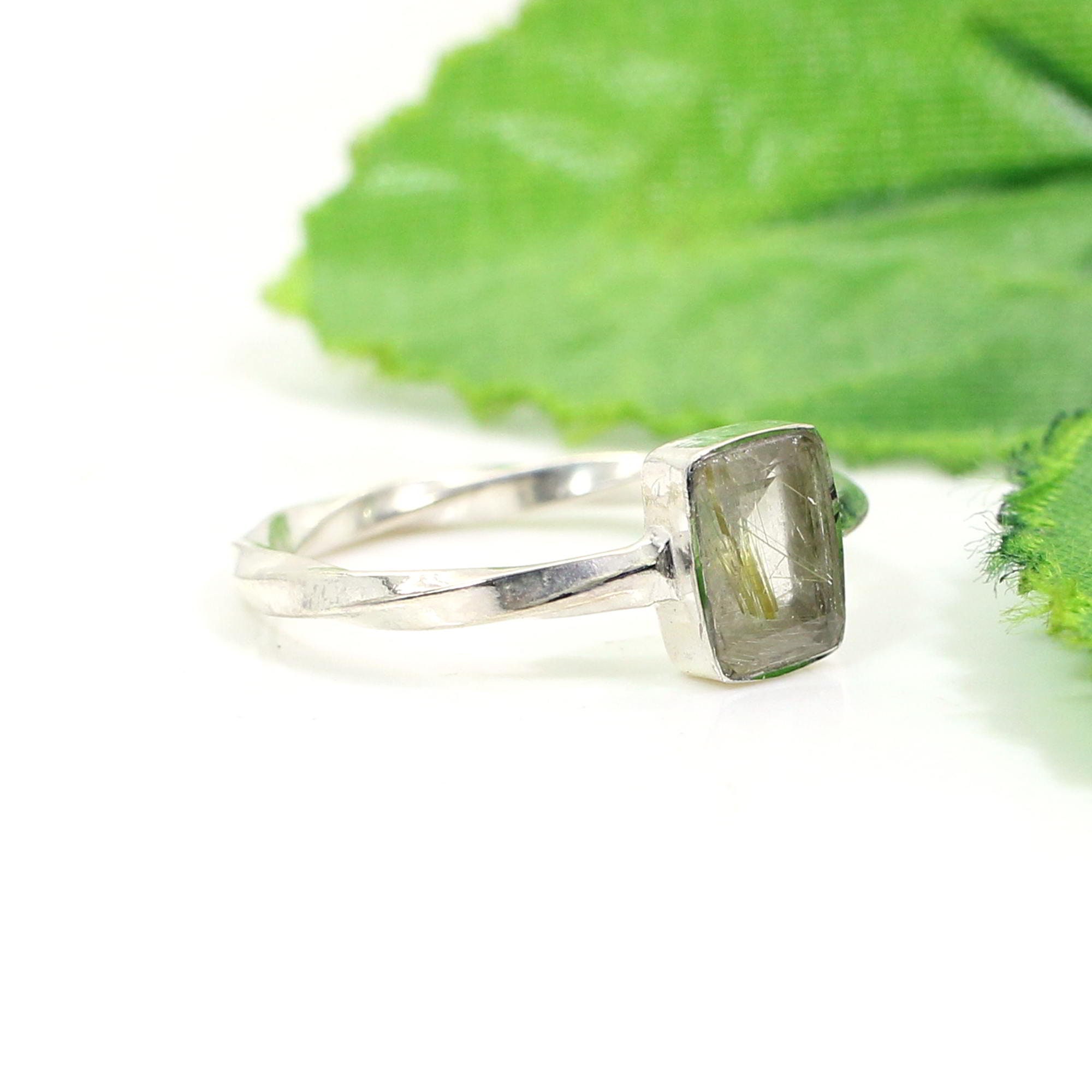 Golden Rutile Gemstone Ring Handmade 925 Sterling Silver | Etsy