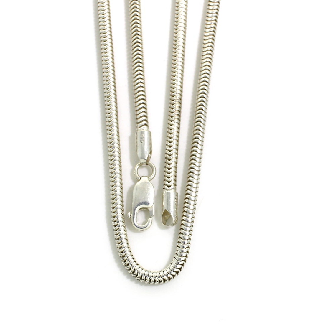 Sterling Silver 3 MM Thick Snake Chain, Solid Sterling Silver Snake ...