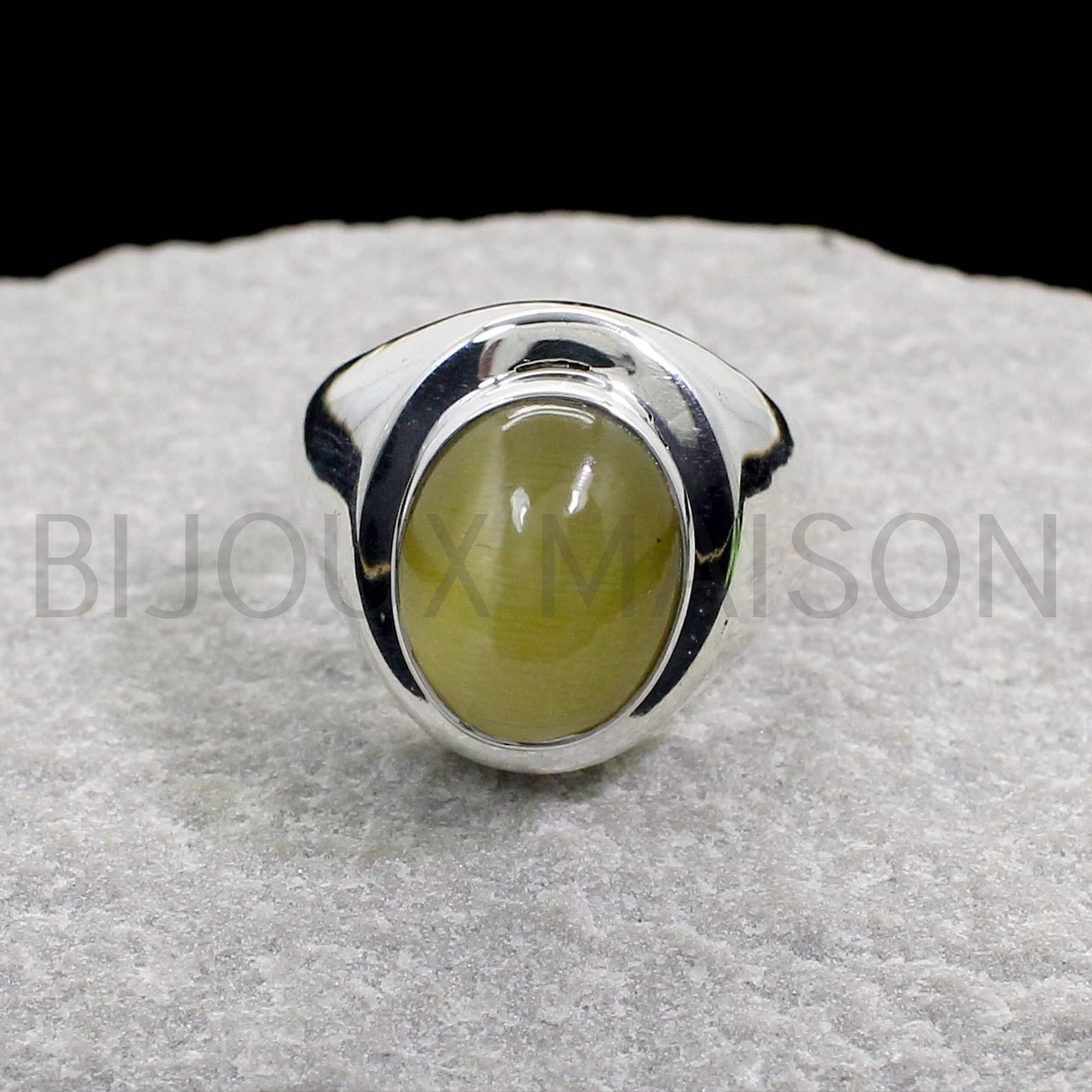 Wide Band Yellow Cat's Eye Ring Natural Chrysoberyl - Etsy