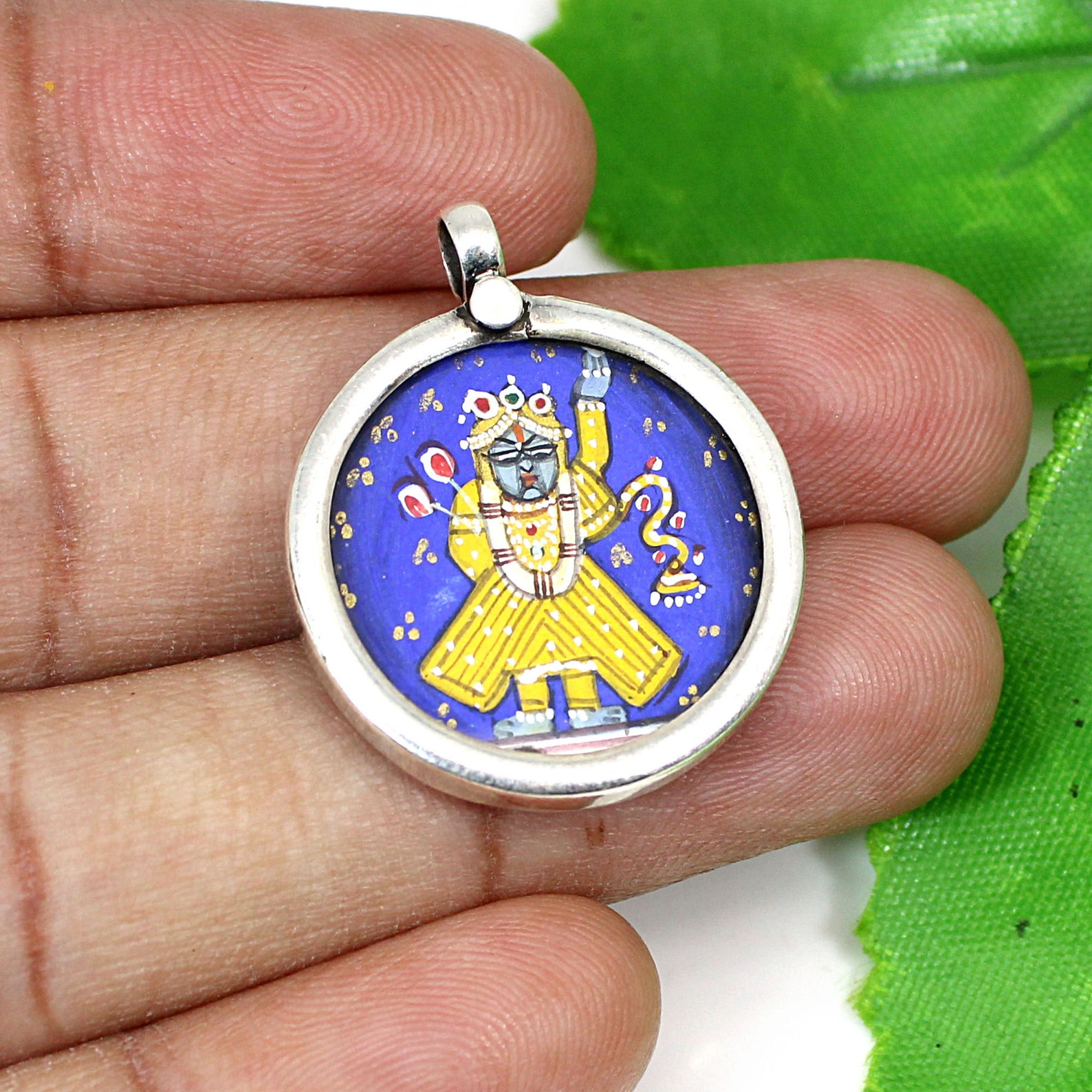 Hindu God Pendant Handmade Painting Jewelry Glass Frame | Etsy