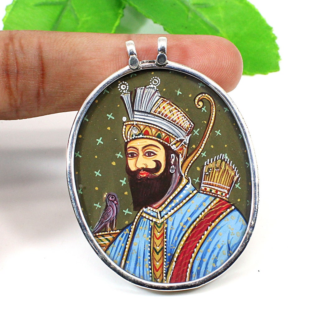 King Pendant- Hand Painted Jewelry- Rajasthani Jewelry- King Painting ...