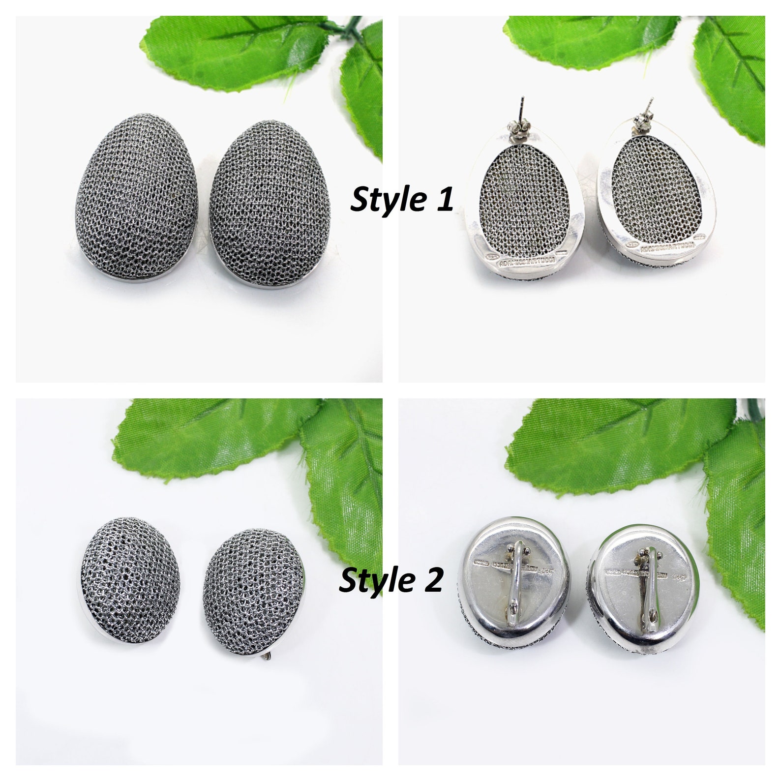 925 Sterling Silver Oval Studs Big Silver Studs Nepali Studs | Etsy