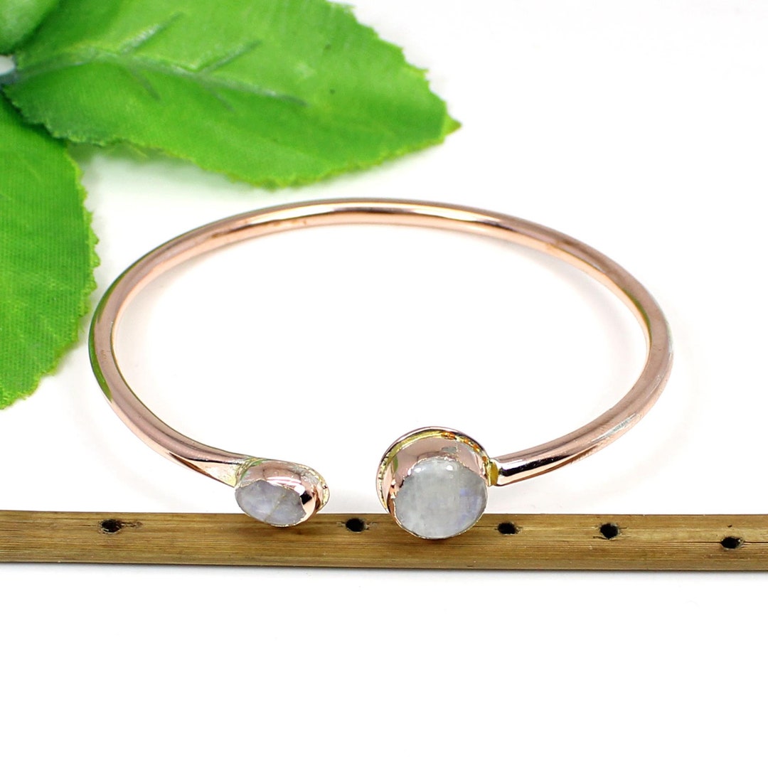 Rainbow Moonstone Bangle in Silver - Etsy