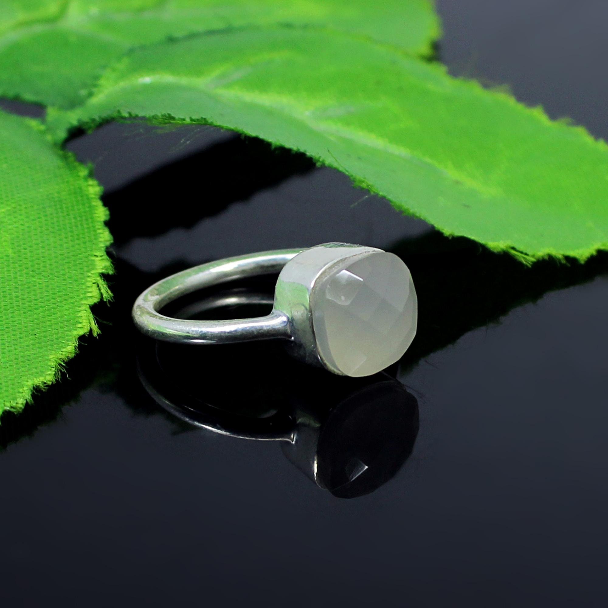 Grey Moonstone Ring Silver Gemstone Ring Moonstone Gemstone | Etsy