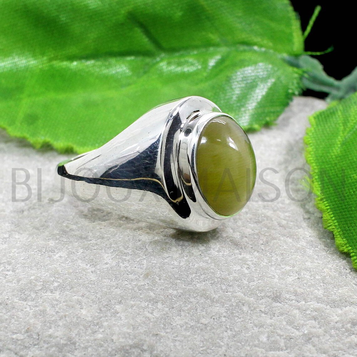 Wide Band Yellow Cat's Eye Ring Natural Chrysoberyl - Etsy