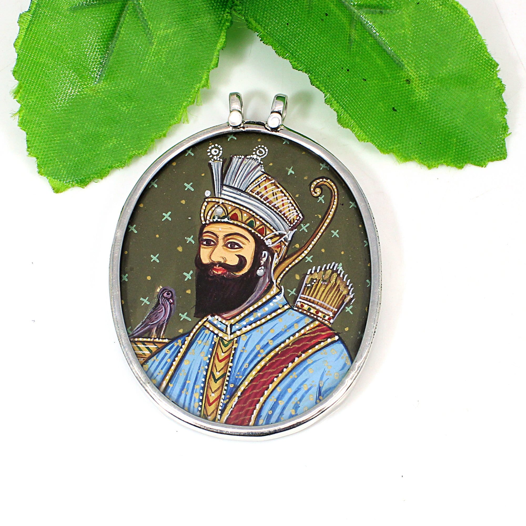 King Pendant- Hand Painted Jewelry- Rajasthani Jewelry- King Painting ...