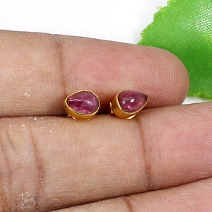 Natural Pink Tourmaline Studs - Etsy