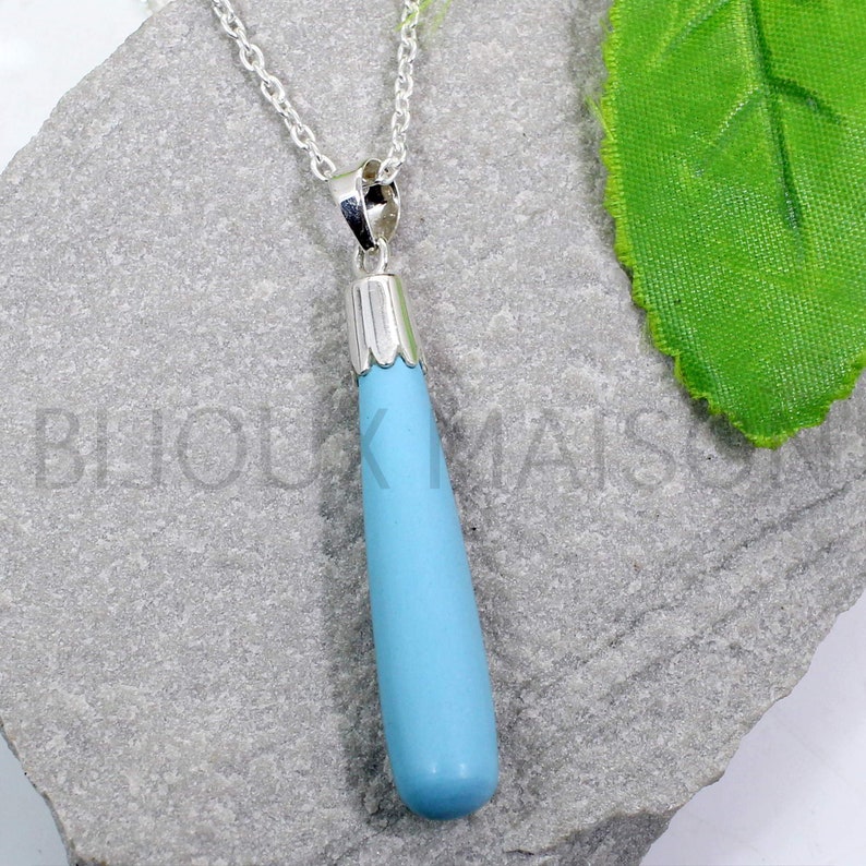 Sterling Silver Turquoise Long Pendant Necklace 925 Silver - Etsy