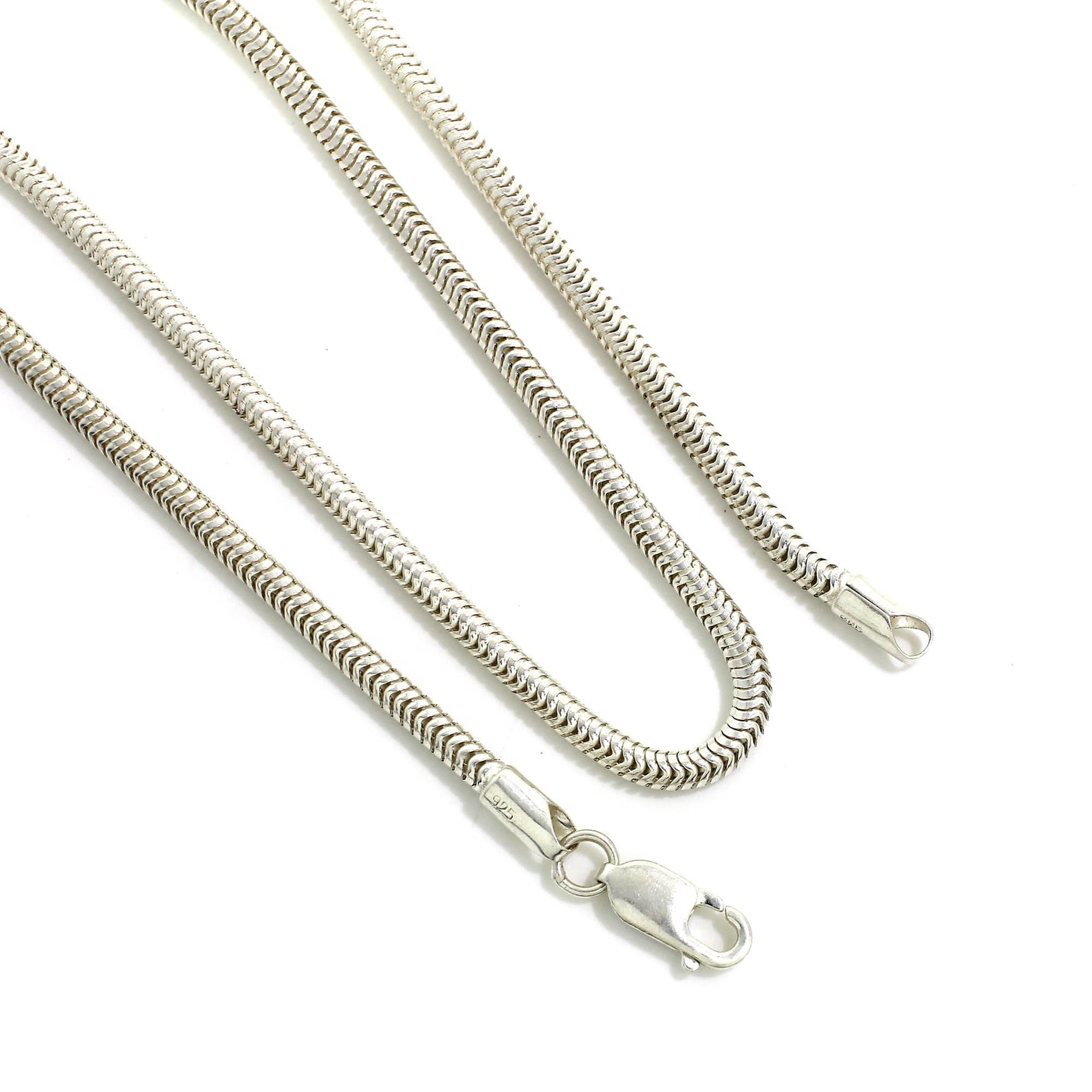 Sterling Silver 3 MM Thick Snake Chain, Solid Sterling Silver Snake ...