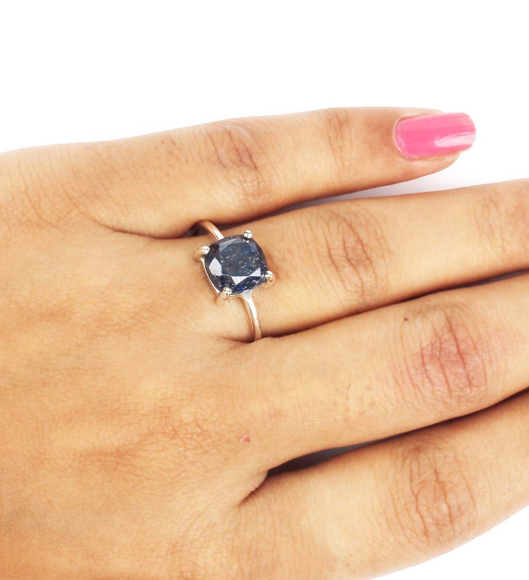 Blue Sapphire Corundum Silver Solid Ring - Etsy