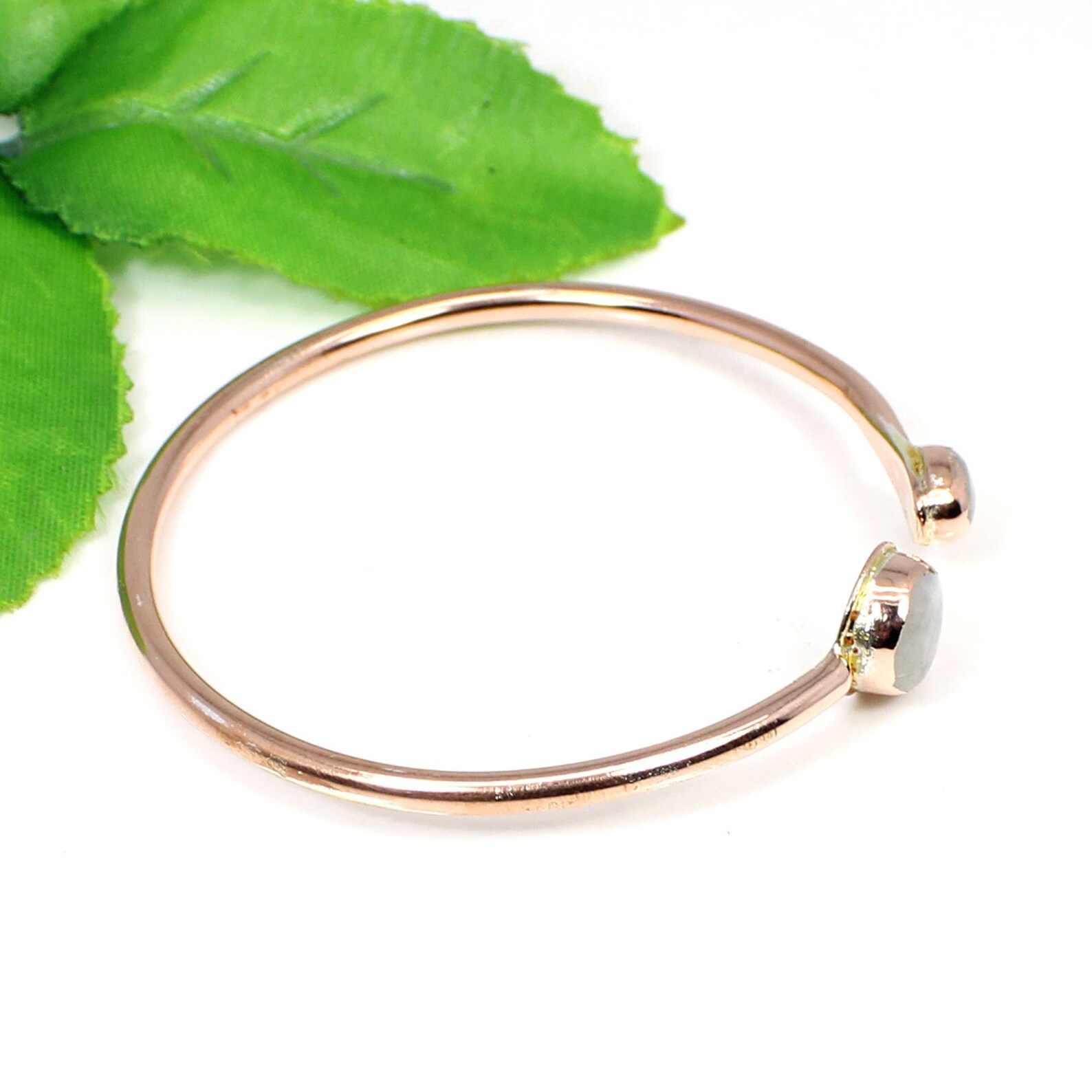 Rainbow Moonstone Bangle in Silver - Etsy