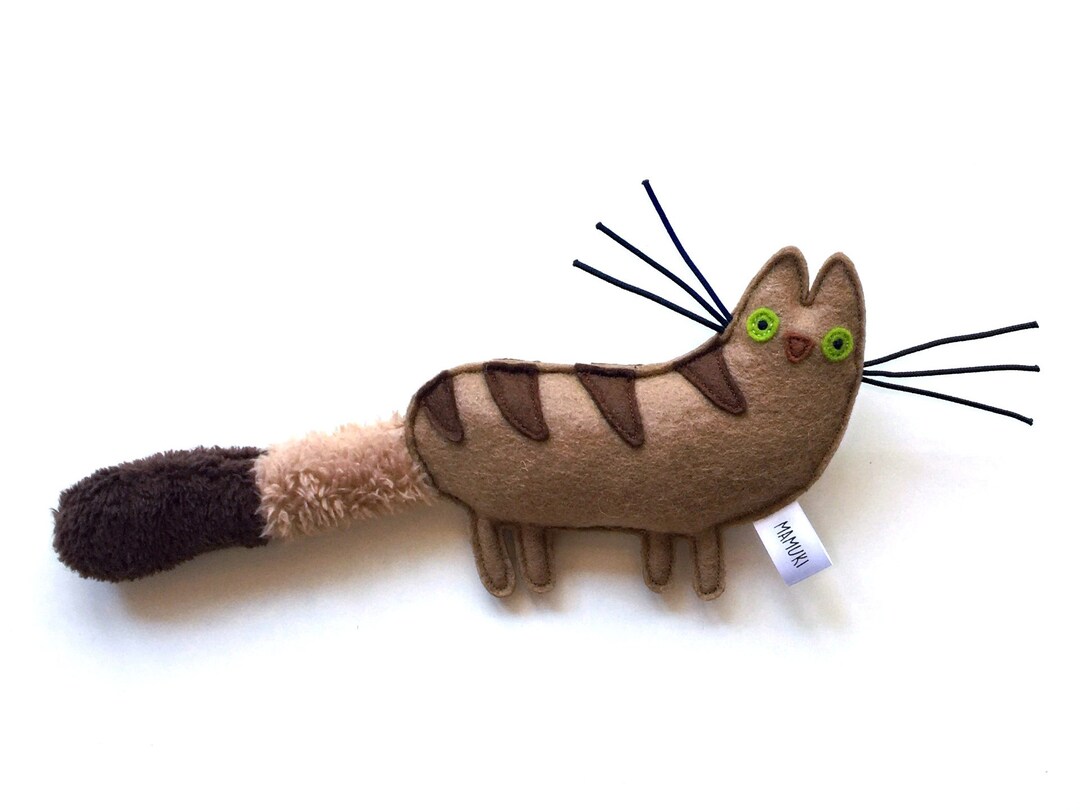 Felt Plush Tabby Cat | Long Cat - Etsy