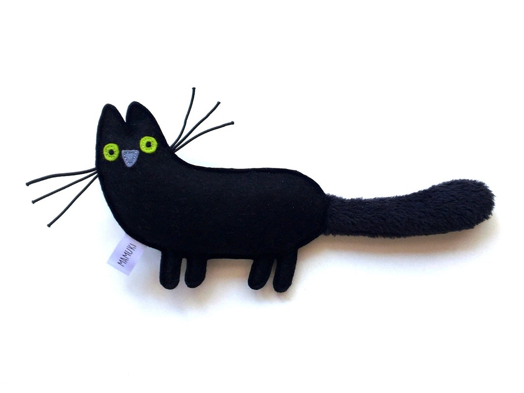 Felt Plush Black Cat | Long Cat - Etsy
