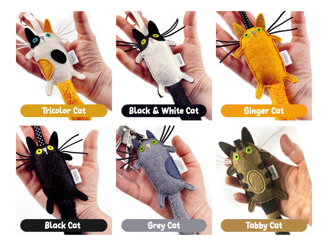 Customizable Felt Cat Keychains in Different Colors, Cat Keyrings, 100% ...