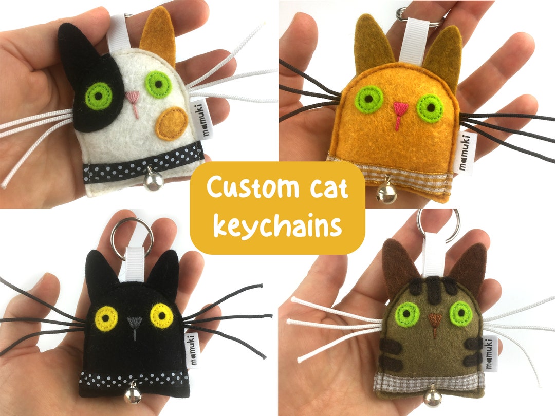 Customizable Felt Cat Keychains in Different Colors, Customizable Cat ...