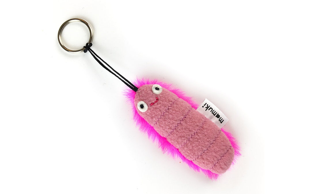 Pink Plush Caterpillar Keychain, Caterpillar Keyring - Etsy
