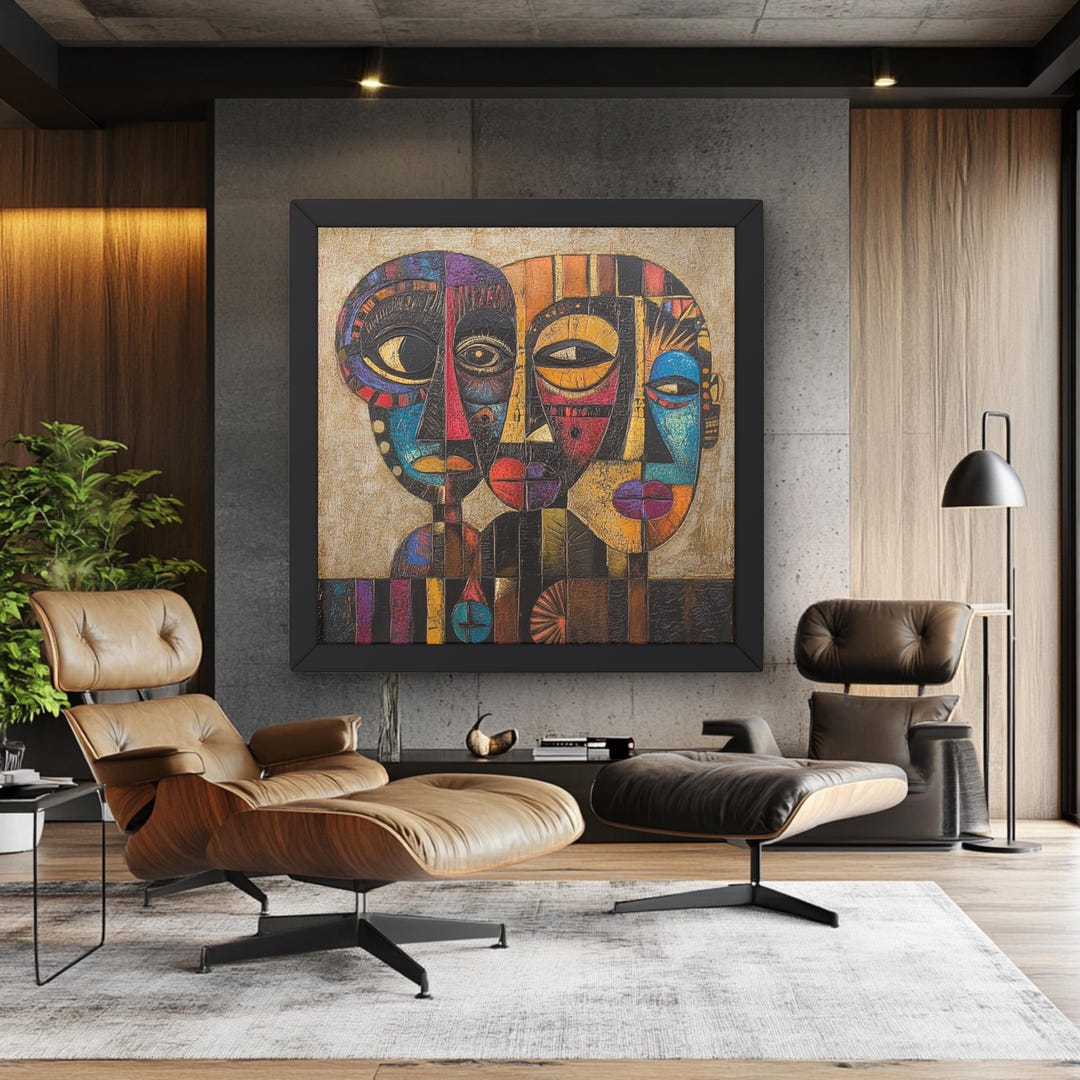 Framed Canvas Art Print - Afrocentric Wall Decor, Bohemian Home Art ...