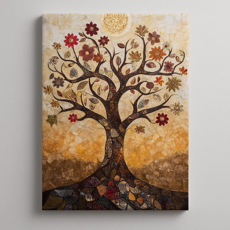Family Tree of Life Art Print: Earth Tone Botanical Wall Decor - Etsy