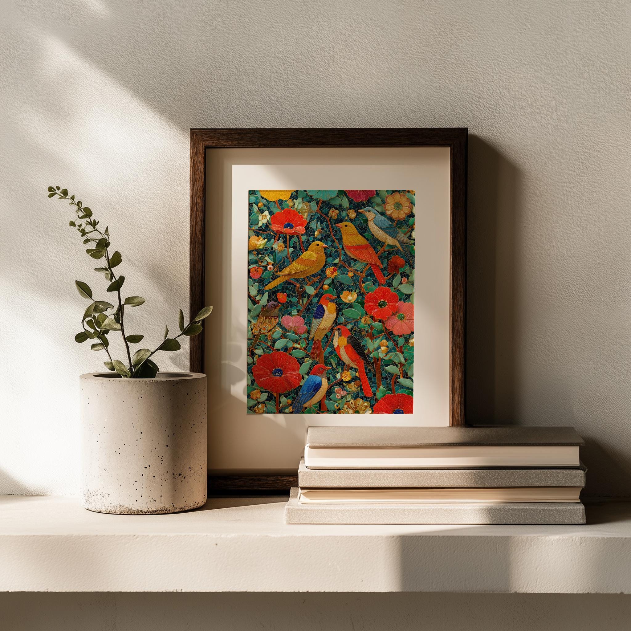 William Morris Inspired Bird and Botanical Print | Arts & Crafts Floral ...