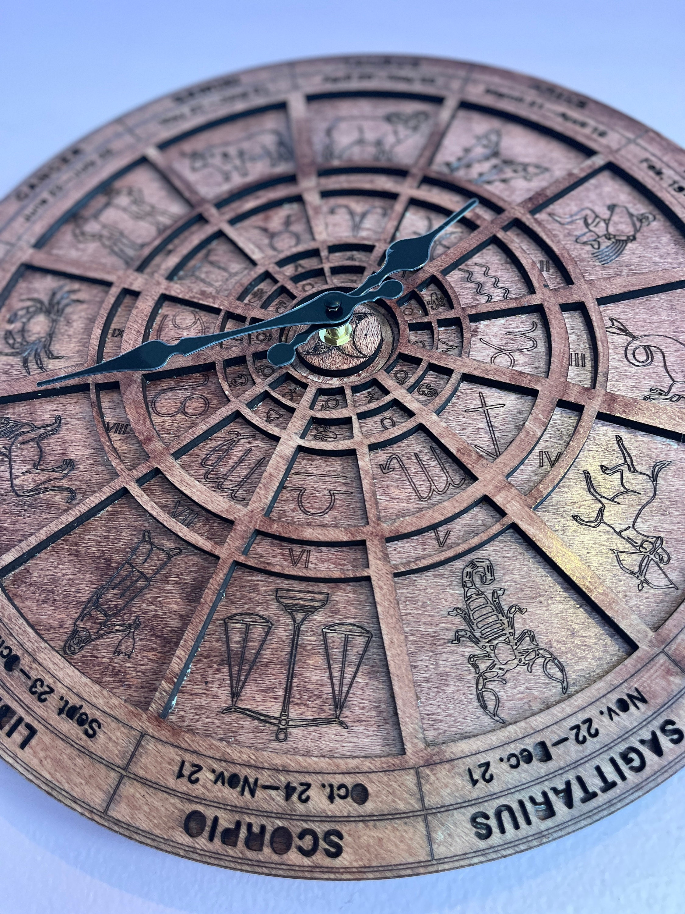 Wall Clock, Horoscope Clock, 3d Clock, Engraved Clock, - Etsy