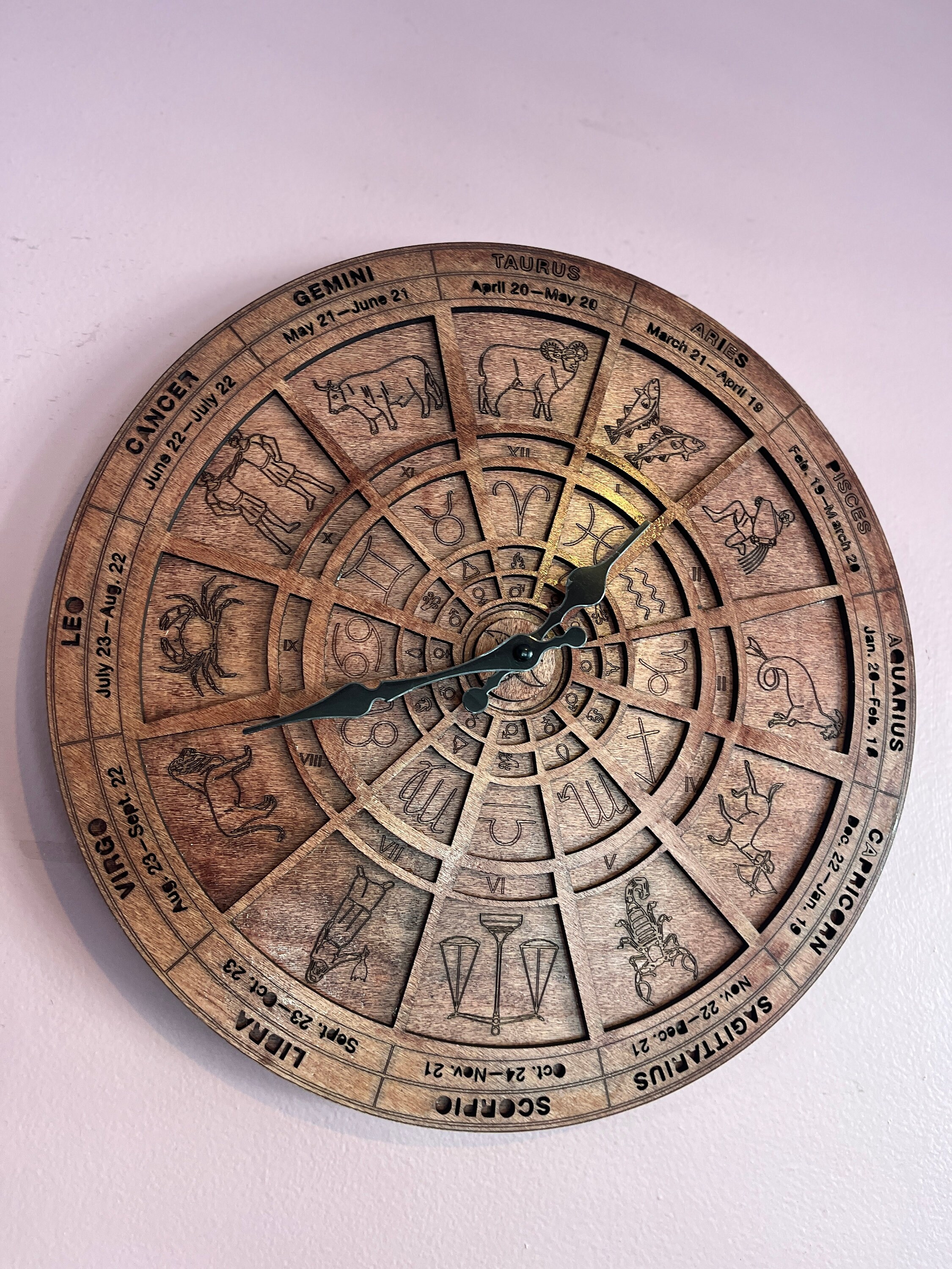 Wall Clock, Horoscope Clock, 3d Clock, Engraved Clock, - Etsy