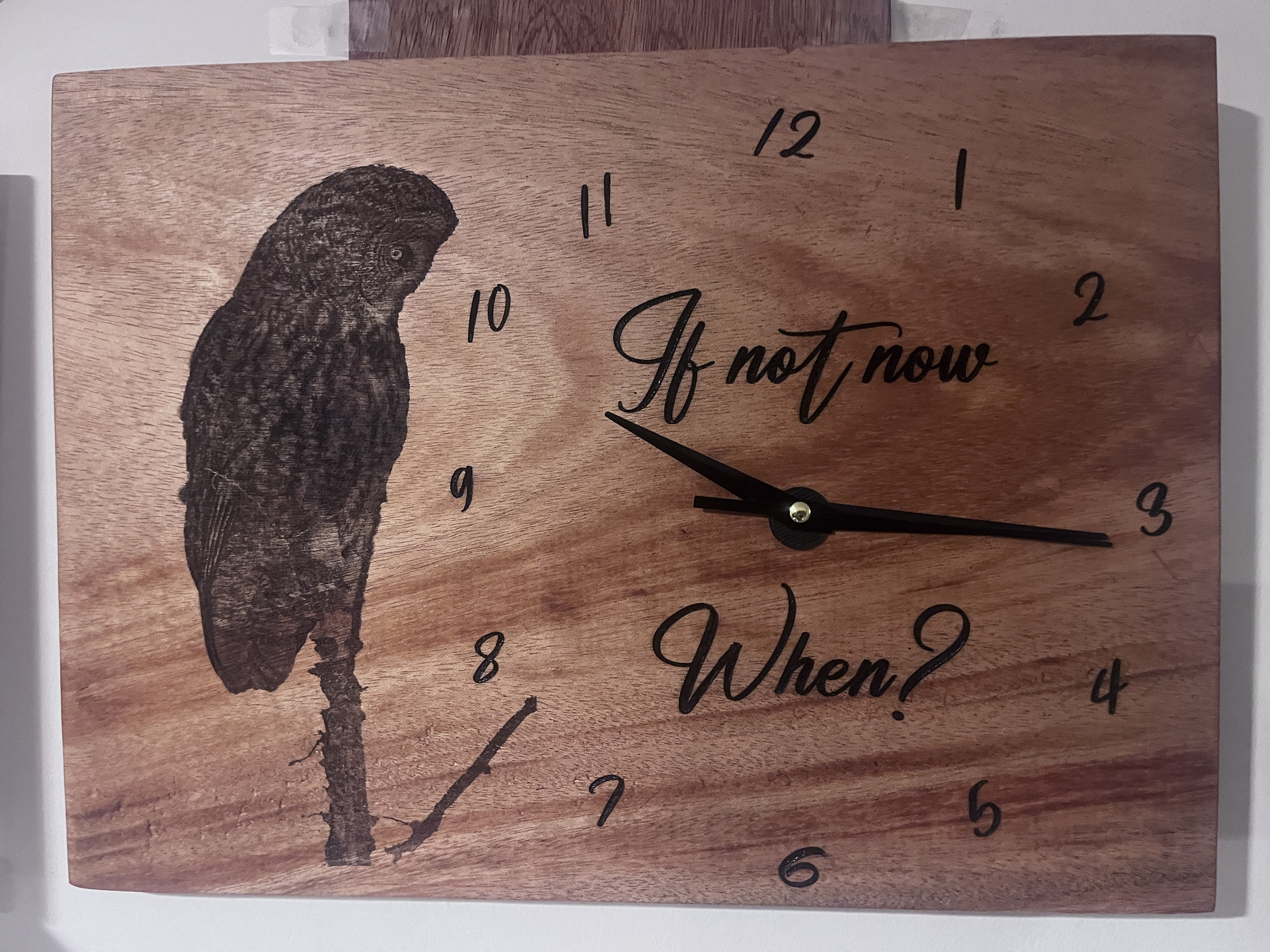 Wall Clock, Wood Clock, Engraved Wall Clock, Great Gray Owl Clock - Etsy