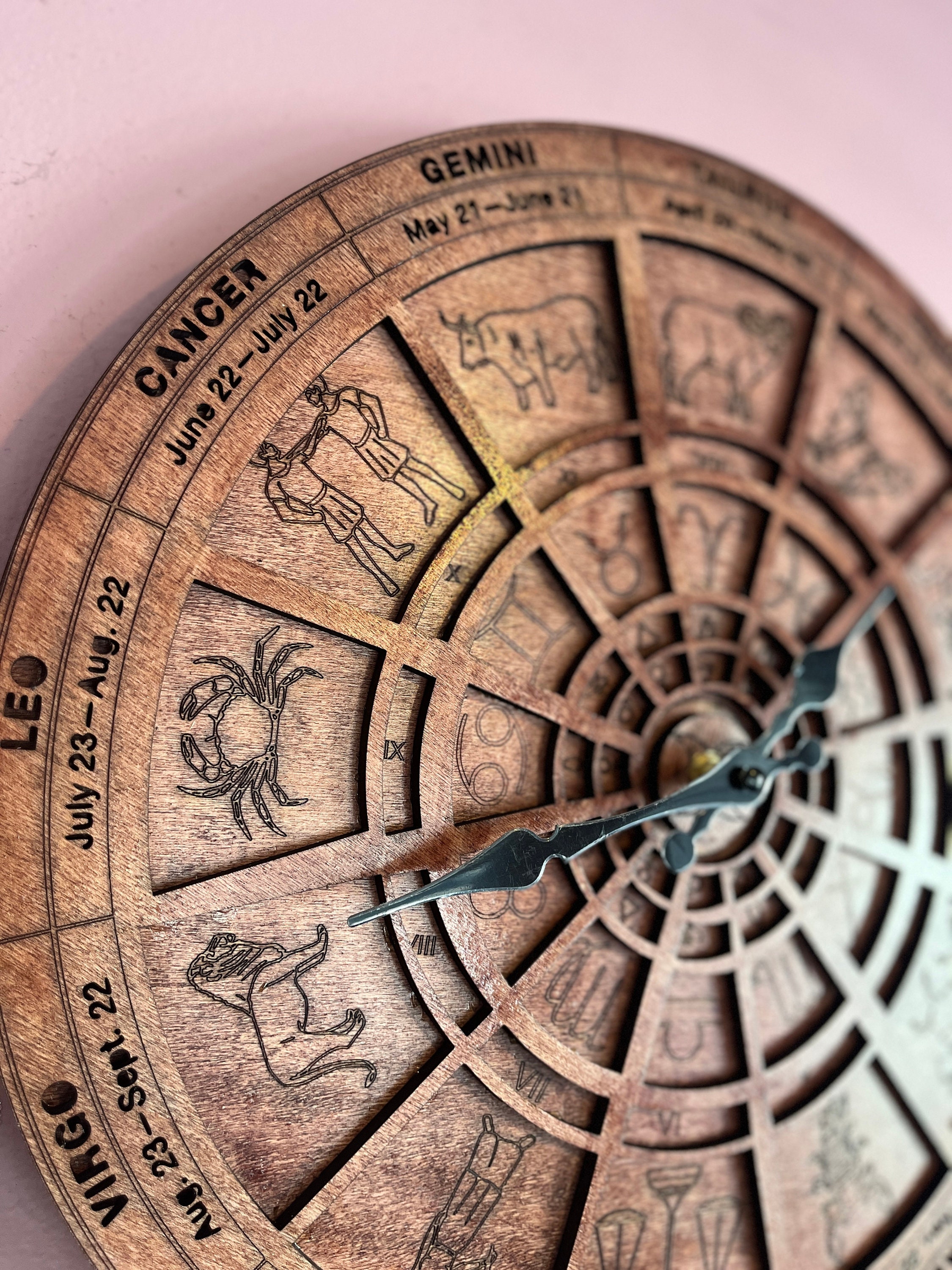 Wall Clock, Horoscope Clock, 3d Clock, Engraved Clock, - Etsy