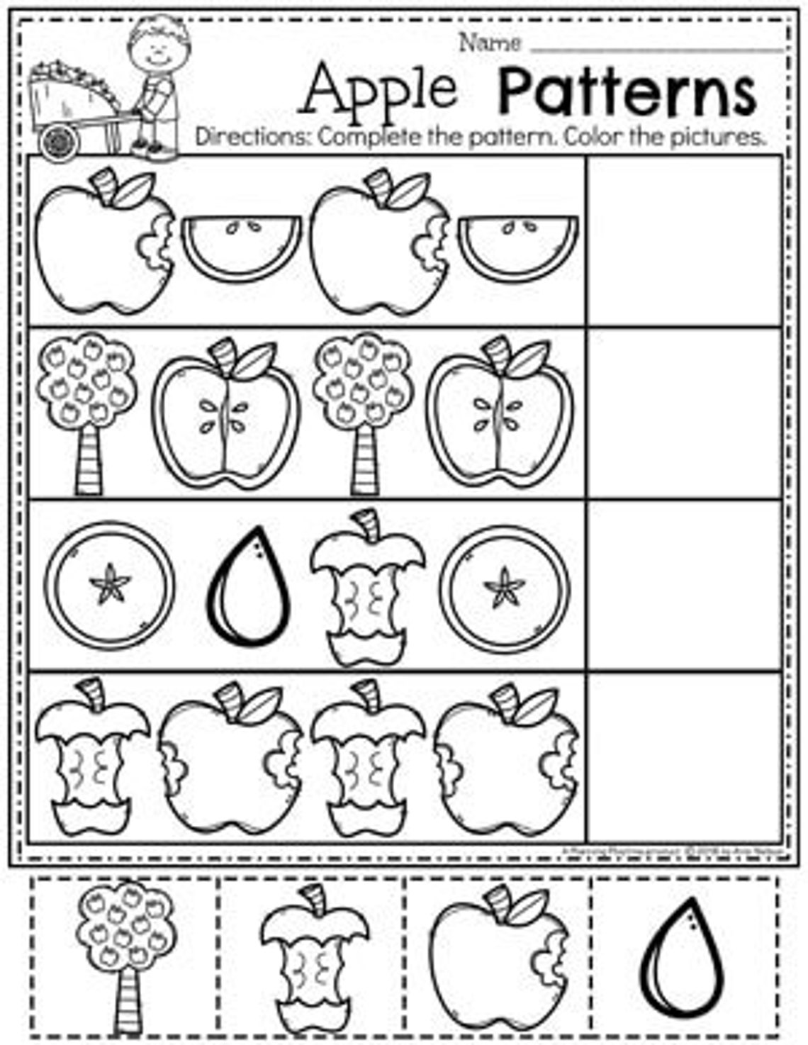 Apple Pattern Printable: Preschool Activity Worksheet (digital Download ...
