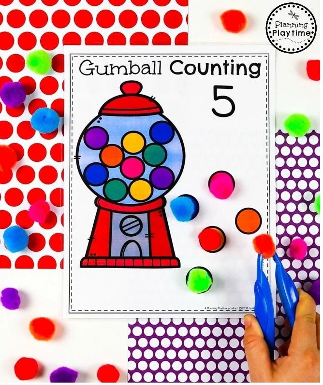 Gumball Counting Game: Preschool Number Match Activity (digital ...